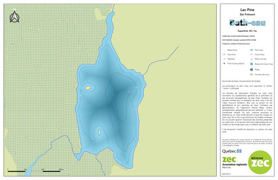 Carte bathymétrique du lac Pine de la zec Frémont (2023) Map by Zecs ...