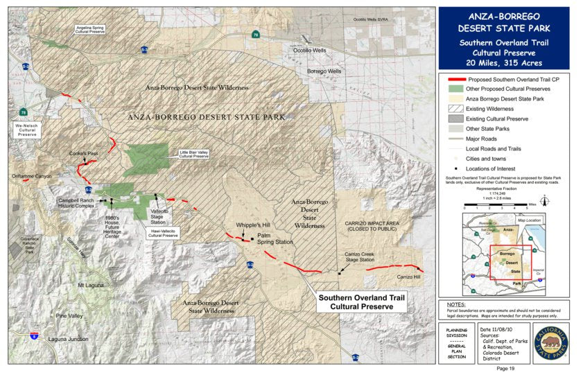 Anza-Borrego Desert State Park - Southern Overland Trail Map by Avenza ...