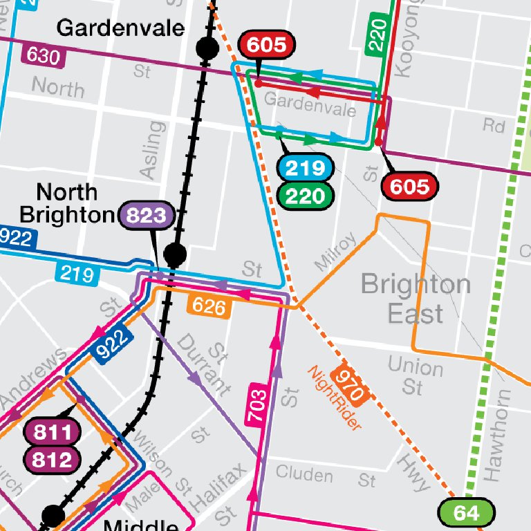 Melbourne Transit: Bayside Map by Avenza Systems Inc. | Avenza Maps
