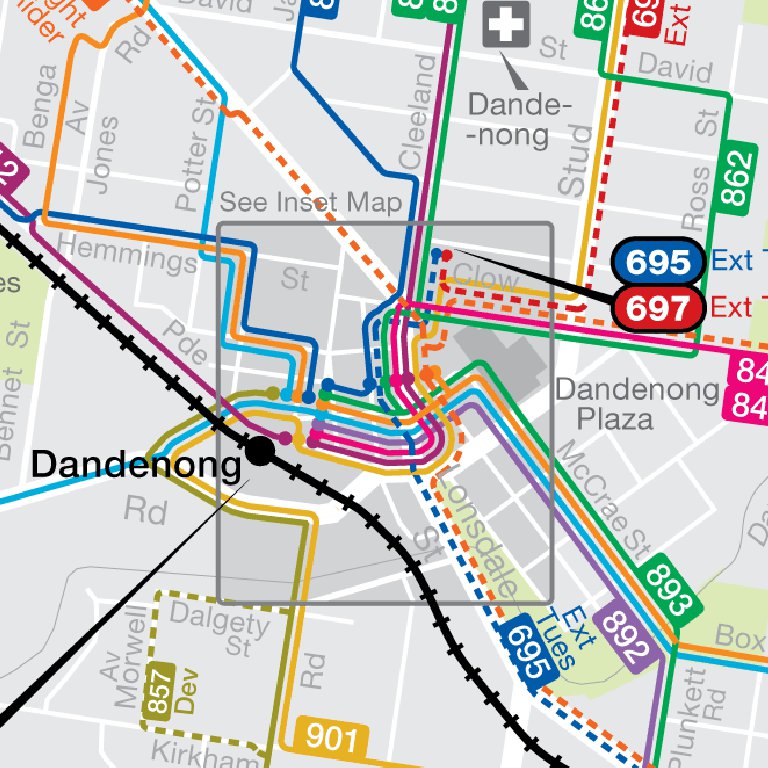 Melbourne Transit: Dandenong Map by Avenza Systems Inc. | Avenza Maps