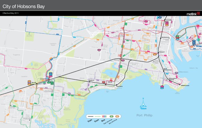 Melbourne Transit: Hobsons Bay Map by Avenza Systems Inc. | Avenza Maps