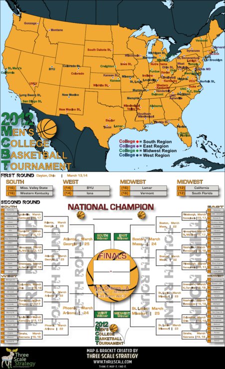 2012 Men's Basketball Tournament Map & Bracket by Three Scale Strategy ...