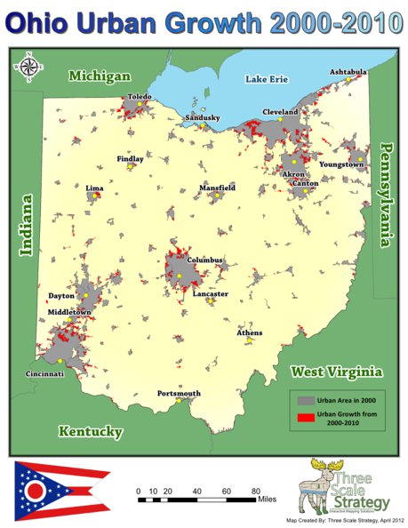 Ohio Urban Growth 2000-2010 Map by Three Scale Strategy | Avenza Maps