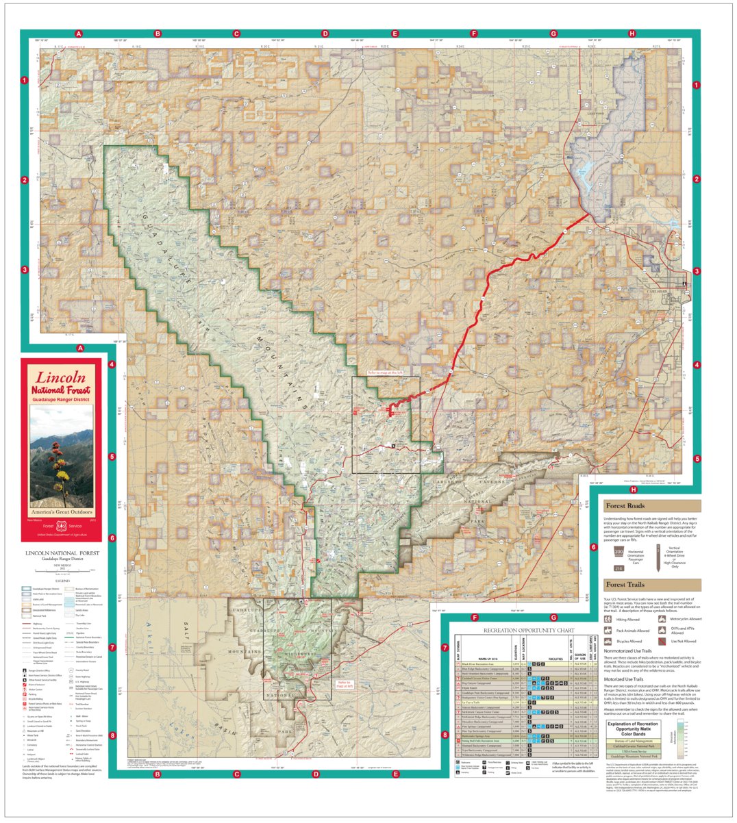 Lincoln National Forest Visitor Map, Guadalupe Ranger District by US ...