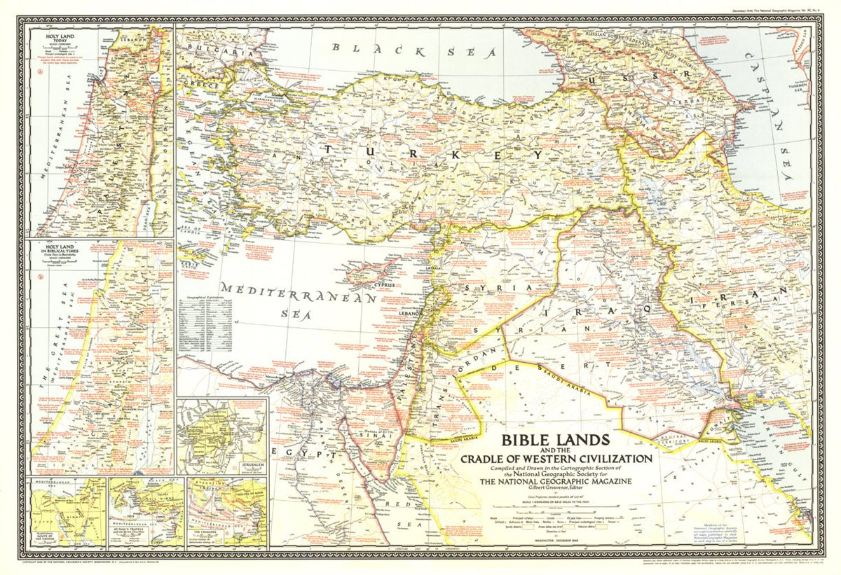 Bible Lands, & The Cradle Of Western Civilization 1946 Map by National ...