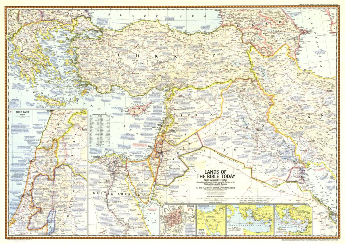 Lands Of The Bible Today Map 1967 by National Geographic | Avenza Maps