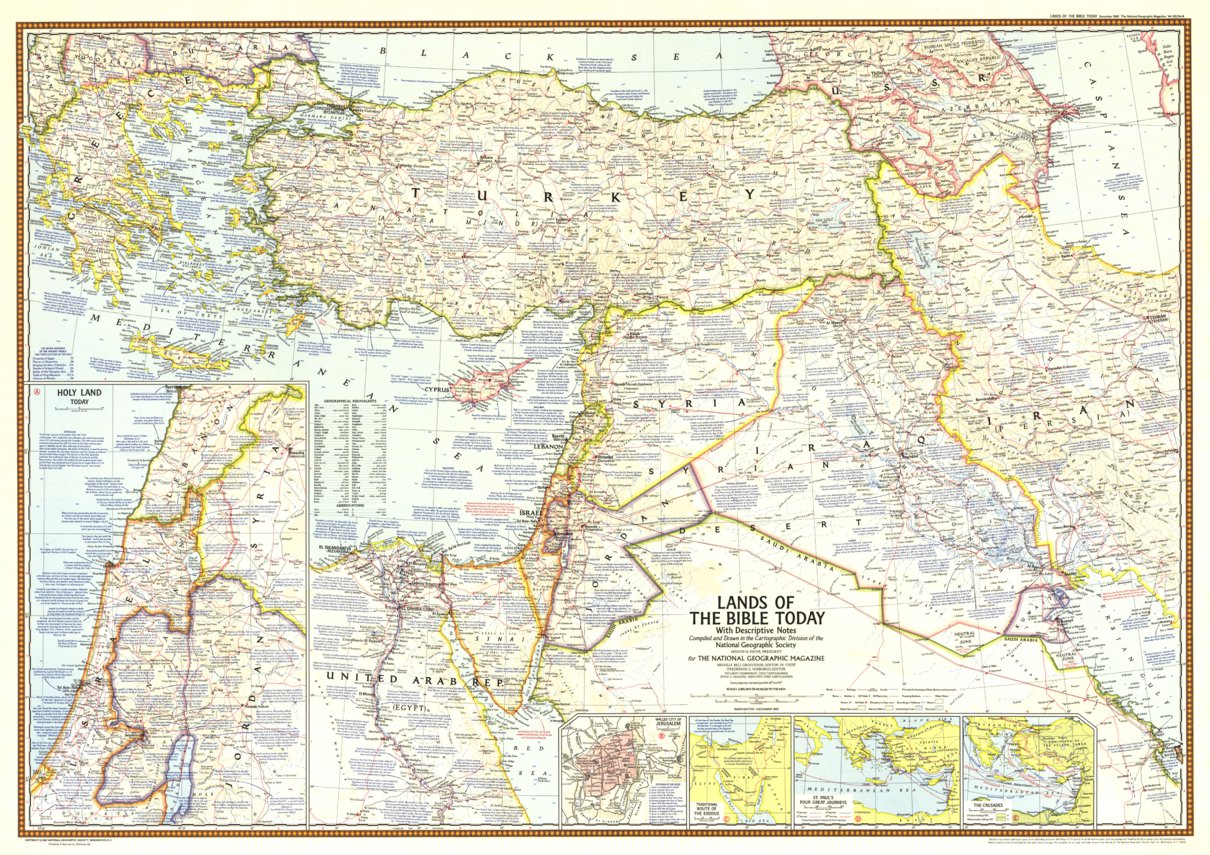 Lands Of The Bible Today Map 1967 by National Geographic | Avenza Maps