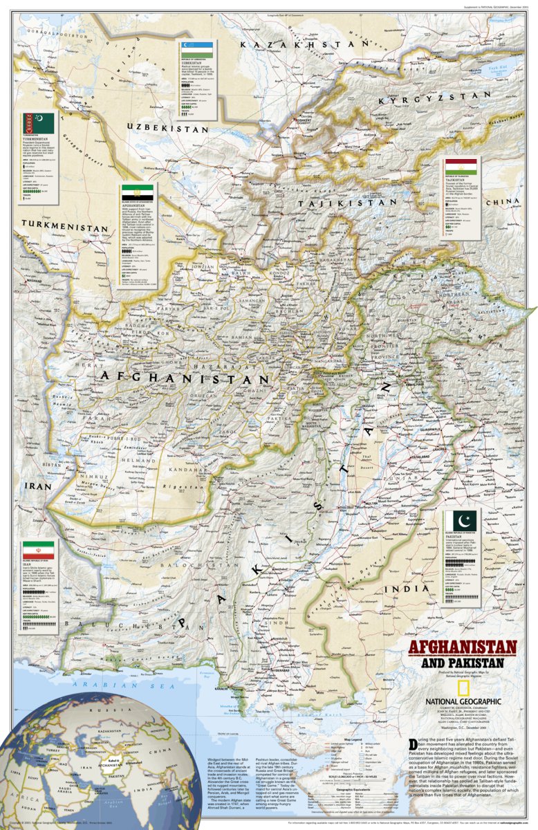 Afghanistan & Pakistan 2001 Map by National Geographic | Avenza Maps
