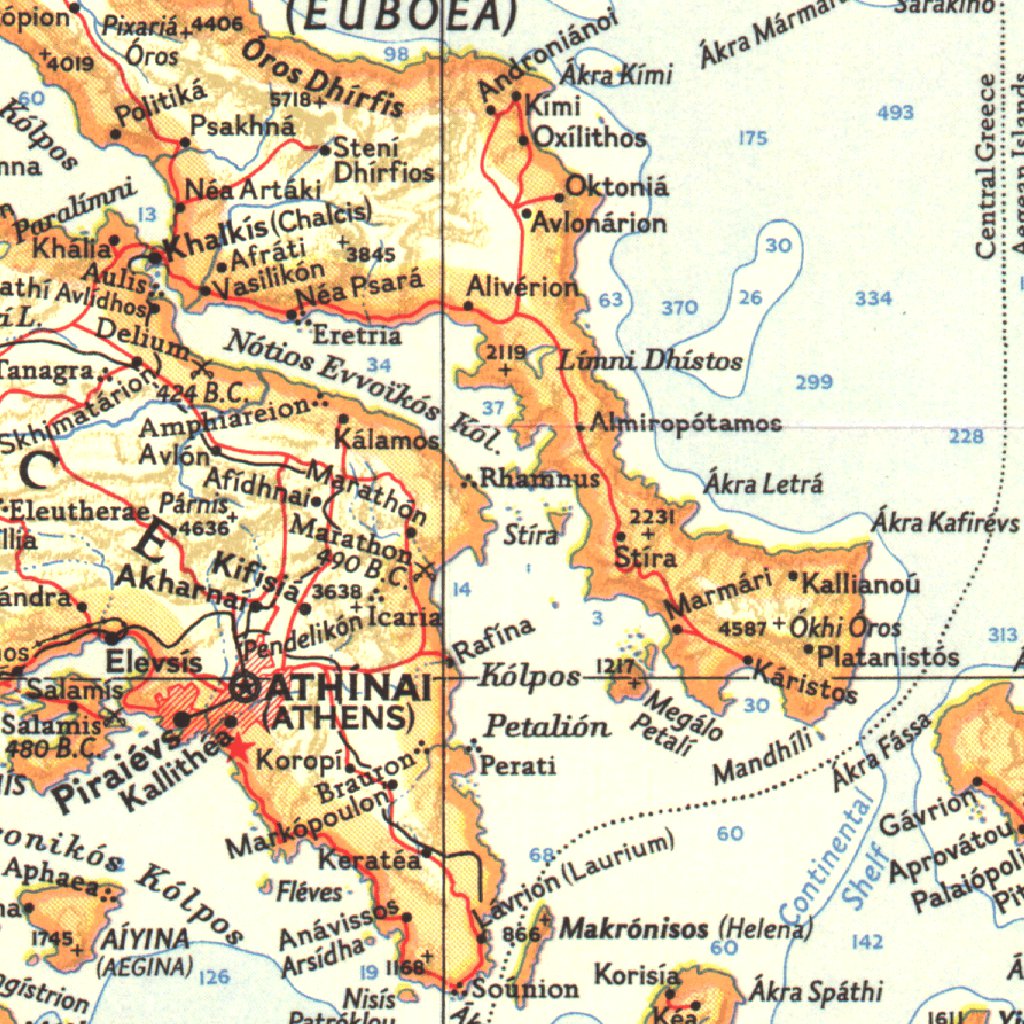 Greece &The Aegean 1958 Map by National Geographic | Avenza Maps