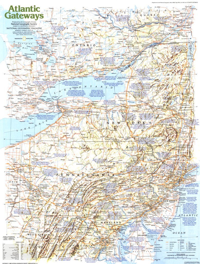 Making Of America, Atlantic Gateways Map 1983 by National Geographic ...