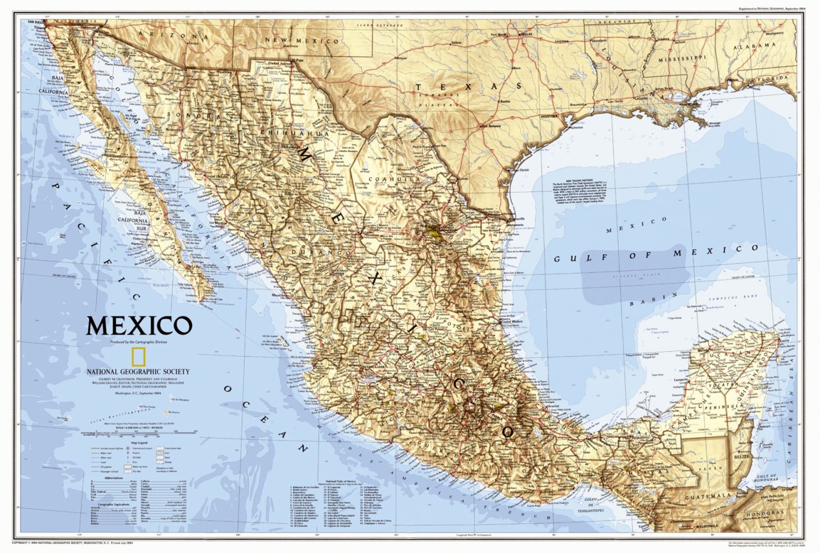 Mexico 1994 Map by National Geographic | Avenza Maps