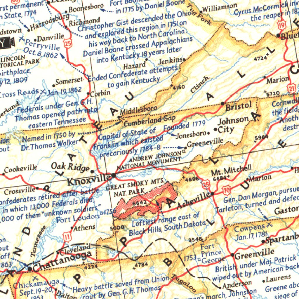 Historical Map Of The United States 1953 by National Geographic ...