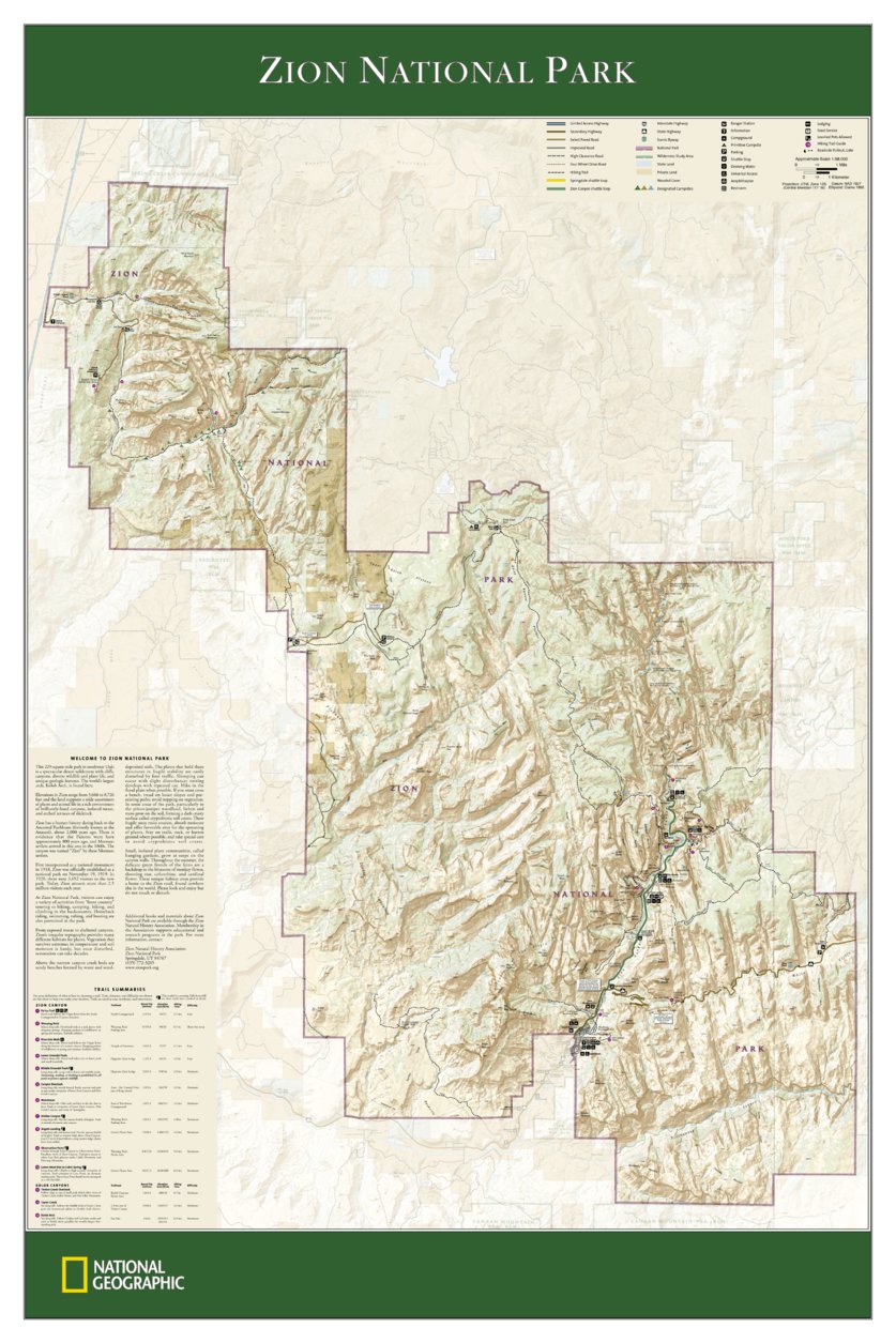 Zion National Park Map by National Geographic | Avenza Maps