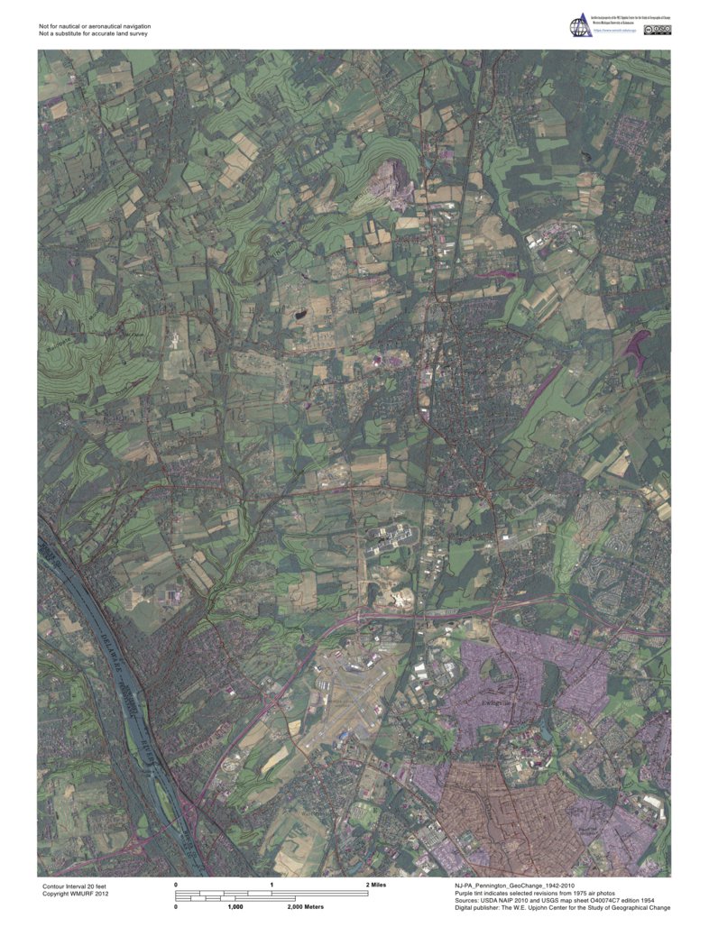 NJ-PA-Pennington: GeoChange 1954-2010 Map by Western Michigan ...