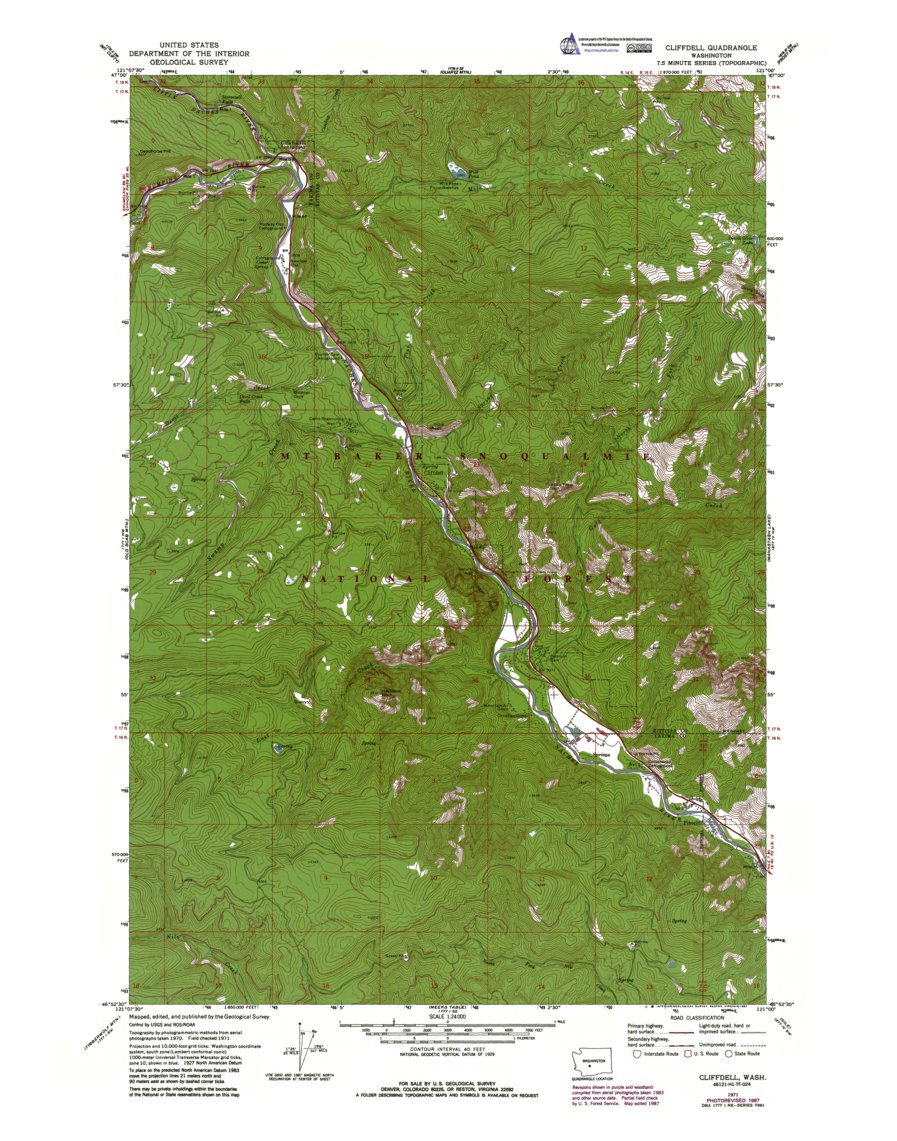 WA-Cliffdell: Authoritative US Topos 1971 Map by Western Michigan ...