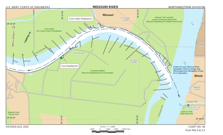 Lower Missouri, River Mile 0 to 5.2 Map by US Army Corps of Engineers ...