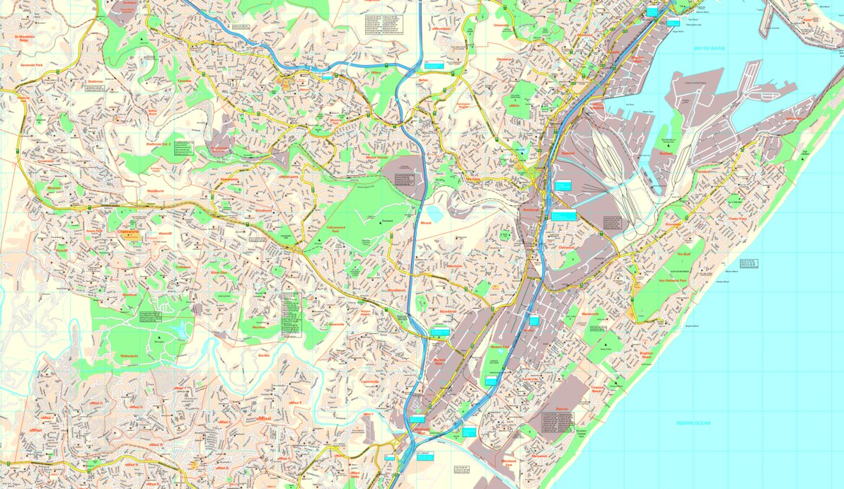 Durban StreetMap - South Map by MapStudio | Avenza Maps