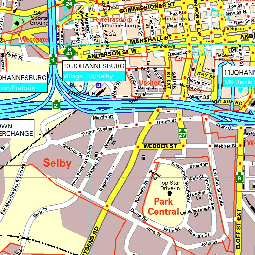 JHB Randburg Sandton StreetMap - South Map by MapStudio | Avenza Maps