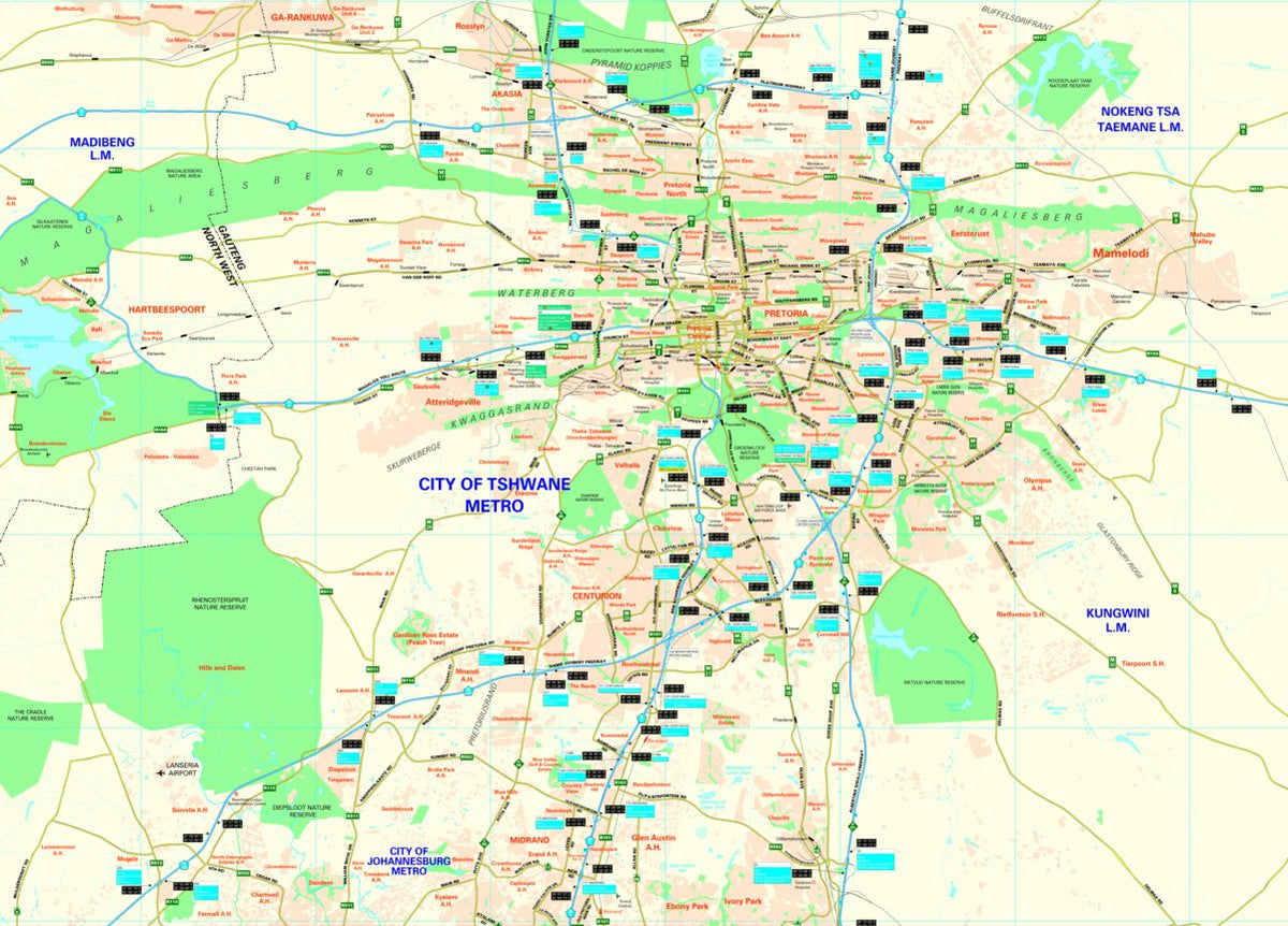 Gauteng Roads - North Map by MapStudio | Avenza Maps