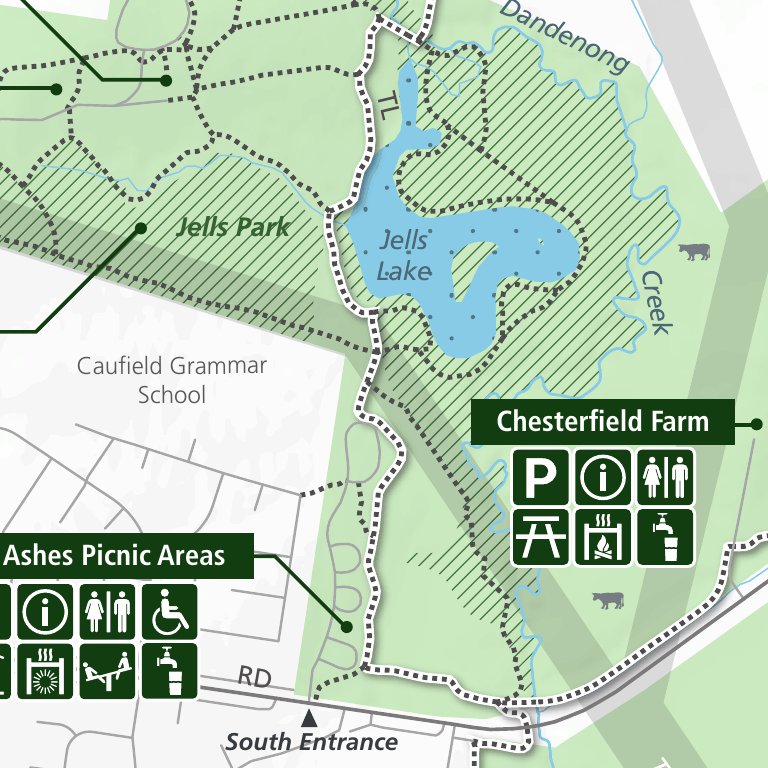 Dandenong Valley Parklands Visitor Guide Map by Parks Victoria | Avenza ...