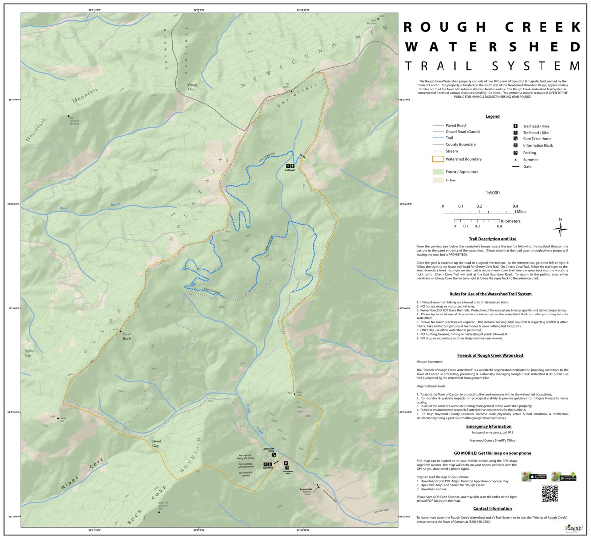 Rough Creek Watershed Trail System Map by Pisgah Map Company, LLC ...