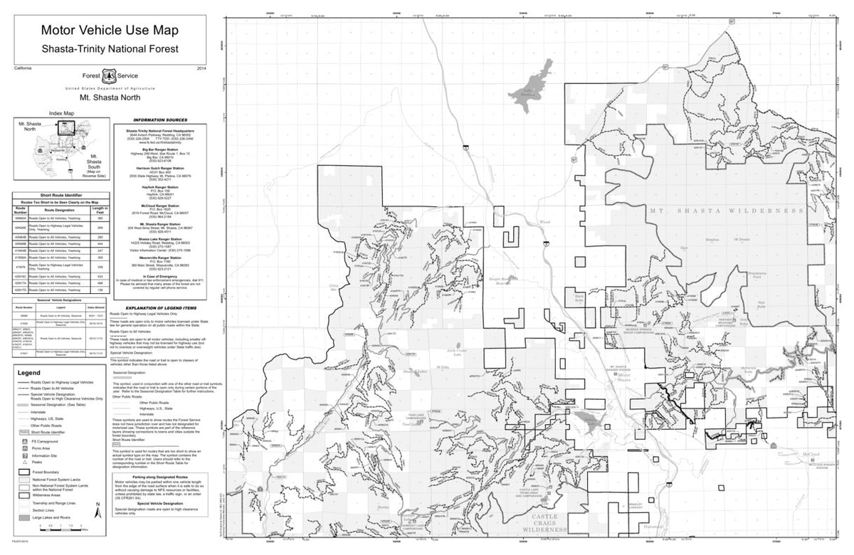 Shasta-Trinity MVUM - Mt. Shasta (north) Map by US Forest Service R5 ...