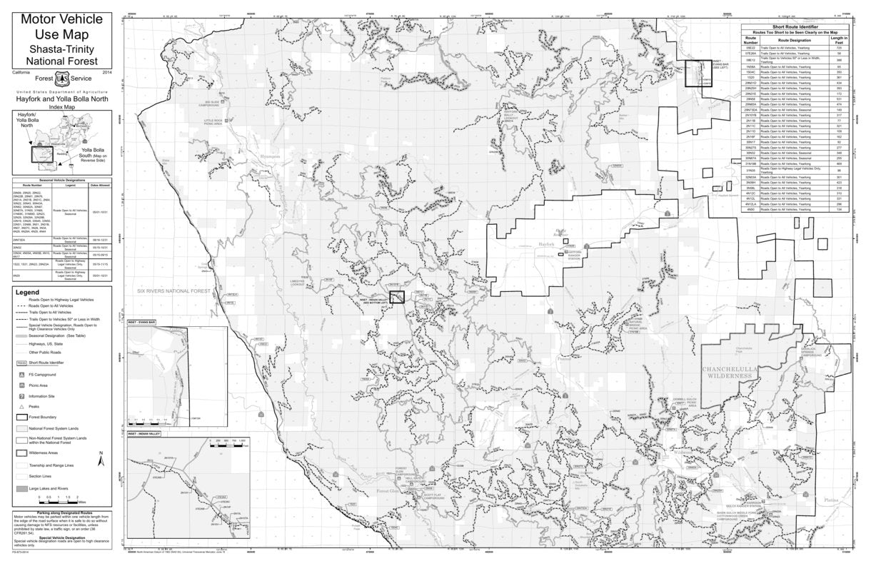 Shasta-Trinity MVUM - Hayfork & Yolla Bolla (north) Map by US Forest ...