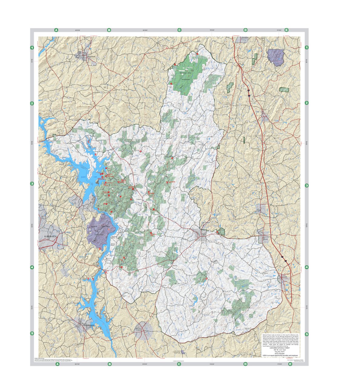 Uwharrie National Forest, Forest Visitor Map by US Forest Service R8 ...