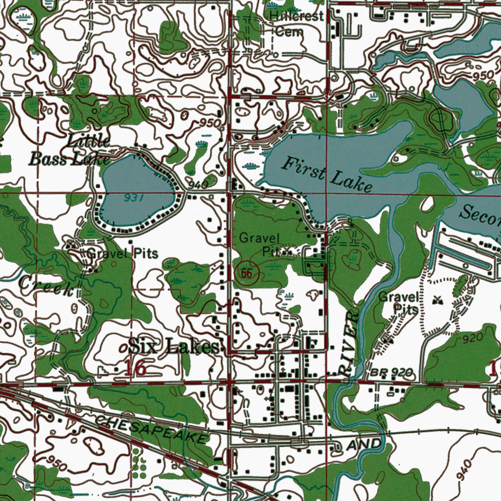 MI-Six Lakes: Authoritative US Topos 1964 Map by Western Michigan ...