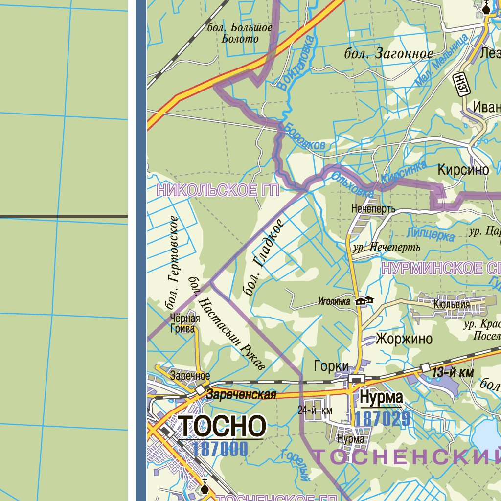 Мга, план посёлка. Mga Town Plan Map by Waldin | Avenza Maps
