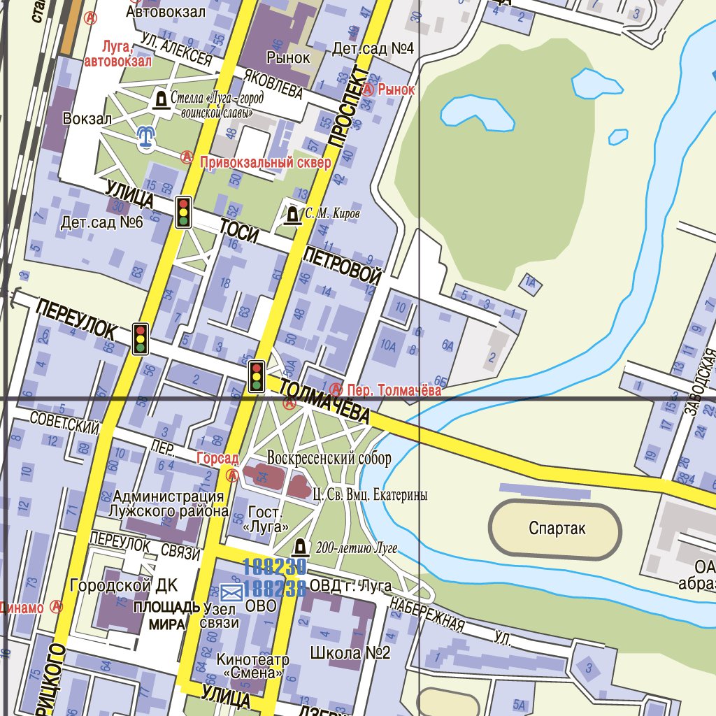 Луга, план города. Luga City Map by Waldin | Avenza Maps