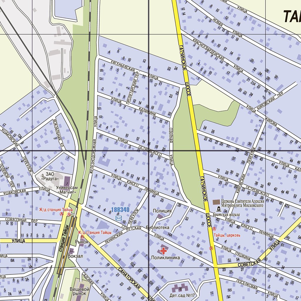 Тайцы. Таицкое городское поселение. Taitsy Town Plan Map by Waldin ...