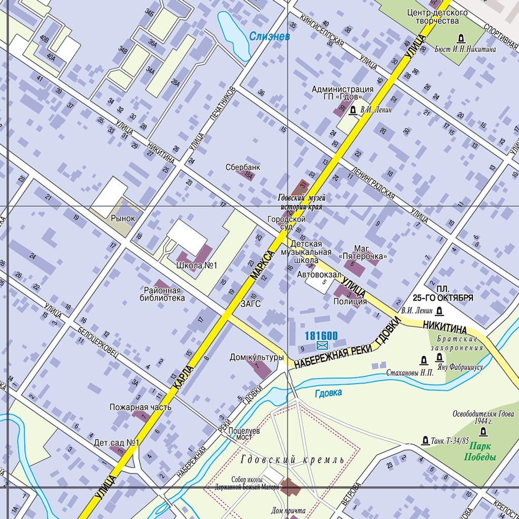 Гдов, план города. Gdov Town Plan Map by Waldin | Avenza Maps