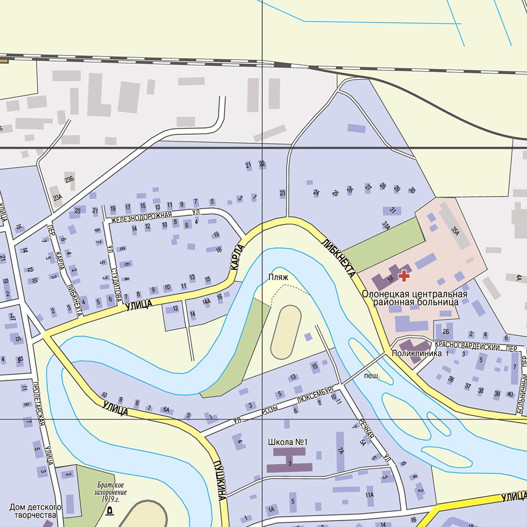 Олонец, план города. Olonets (Aunus) Town Plan Map by Waldin | Avenza Maps