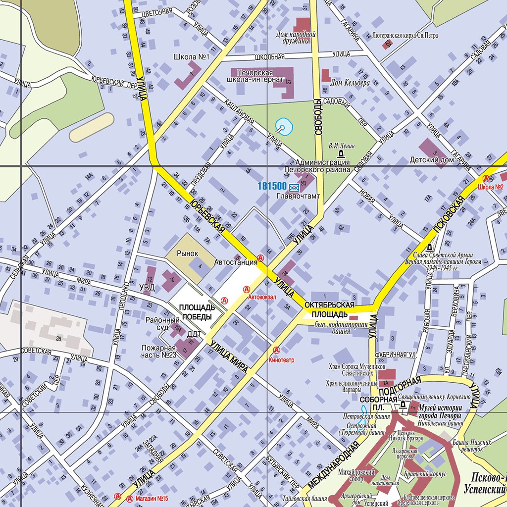 Печоры, план города. Pechory Town Plan. Petseri linna kaart Map by ...