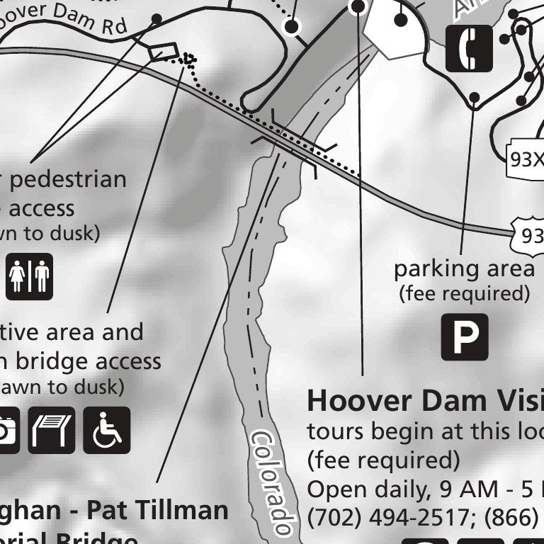Hoover Dam and Vicinity Map by US National Park Service, Lake Mead NRA ...