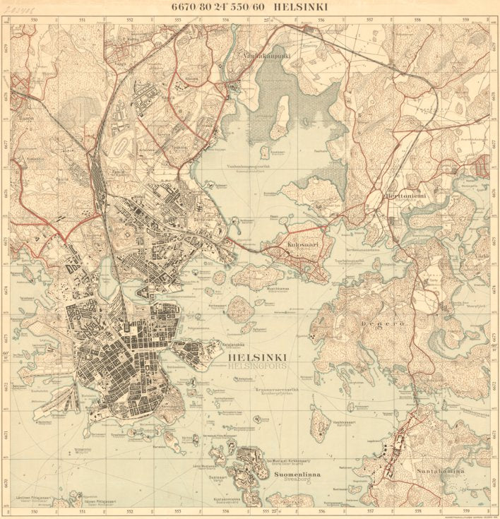 Helsinki city topographic Map of 1932. Helsingin kaupungin kartta v ...