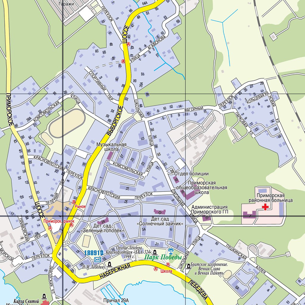 Приморск, план города. Koiviston kaupungin kartta. Primorsk (Fin ...