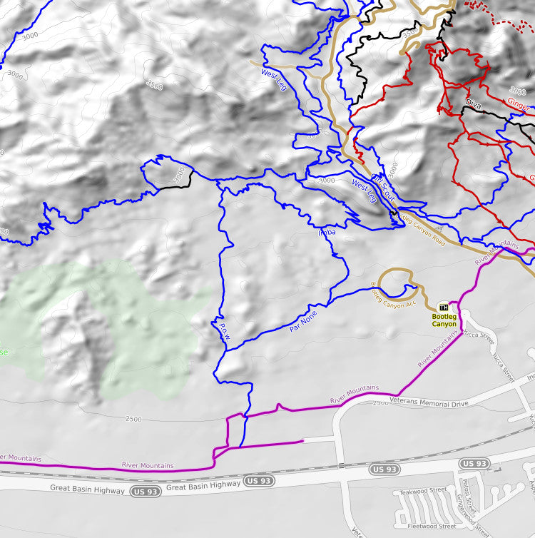 Bootleg and River Mountains Loop Map by Orbital View, Inc. | Avenza Maps