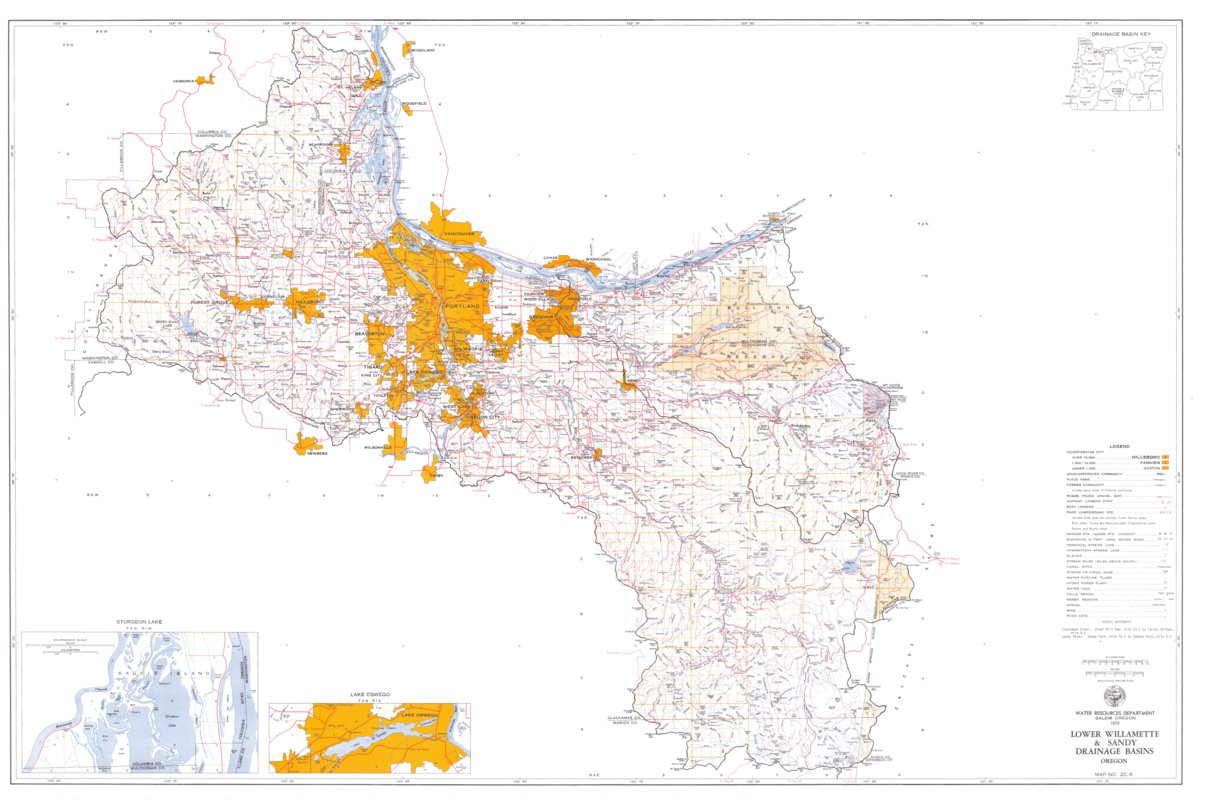 Lower Willamette and Sandy Drainage Basins, Oregon Map by Avenza ...