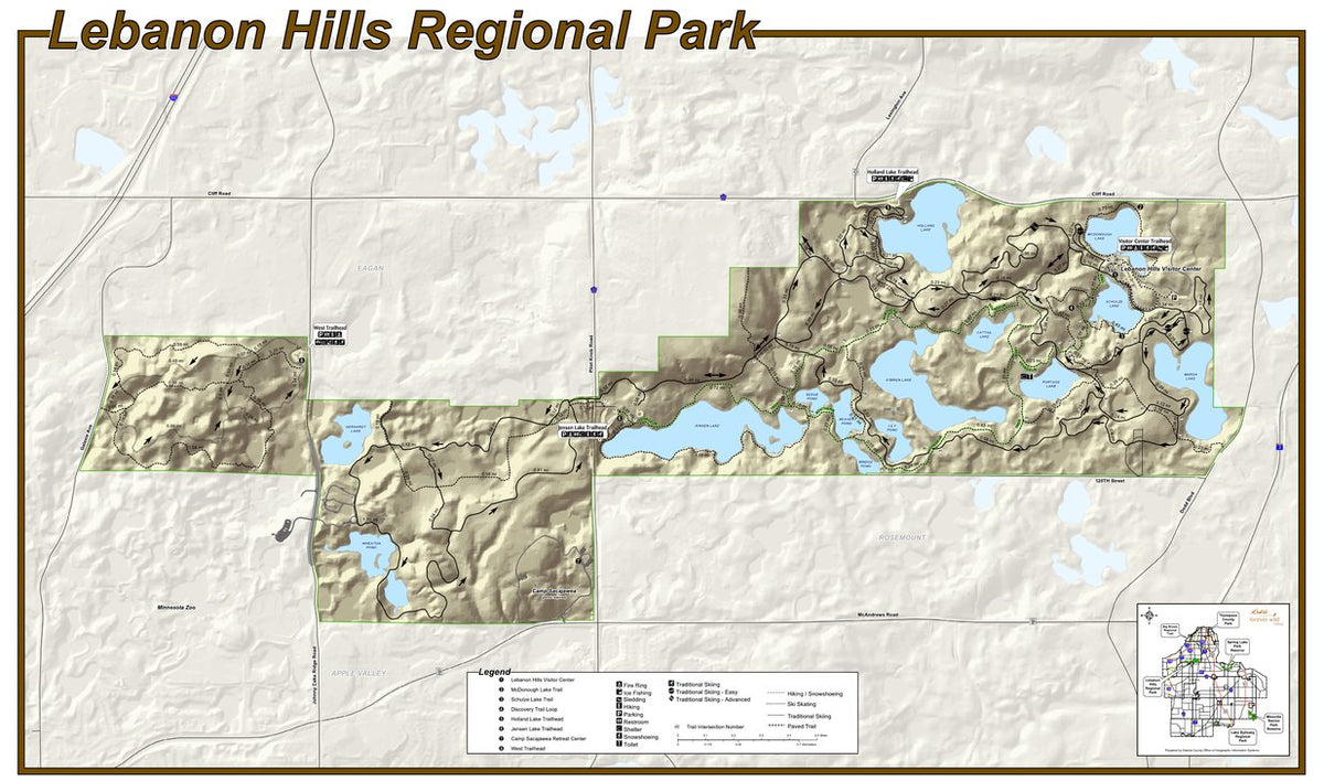 Lebanon Hills Regional Park - Winter - Wall Map by Dakota County ...