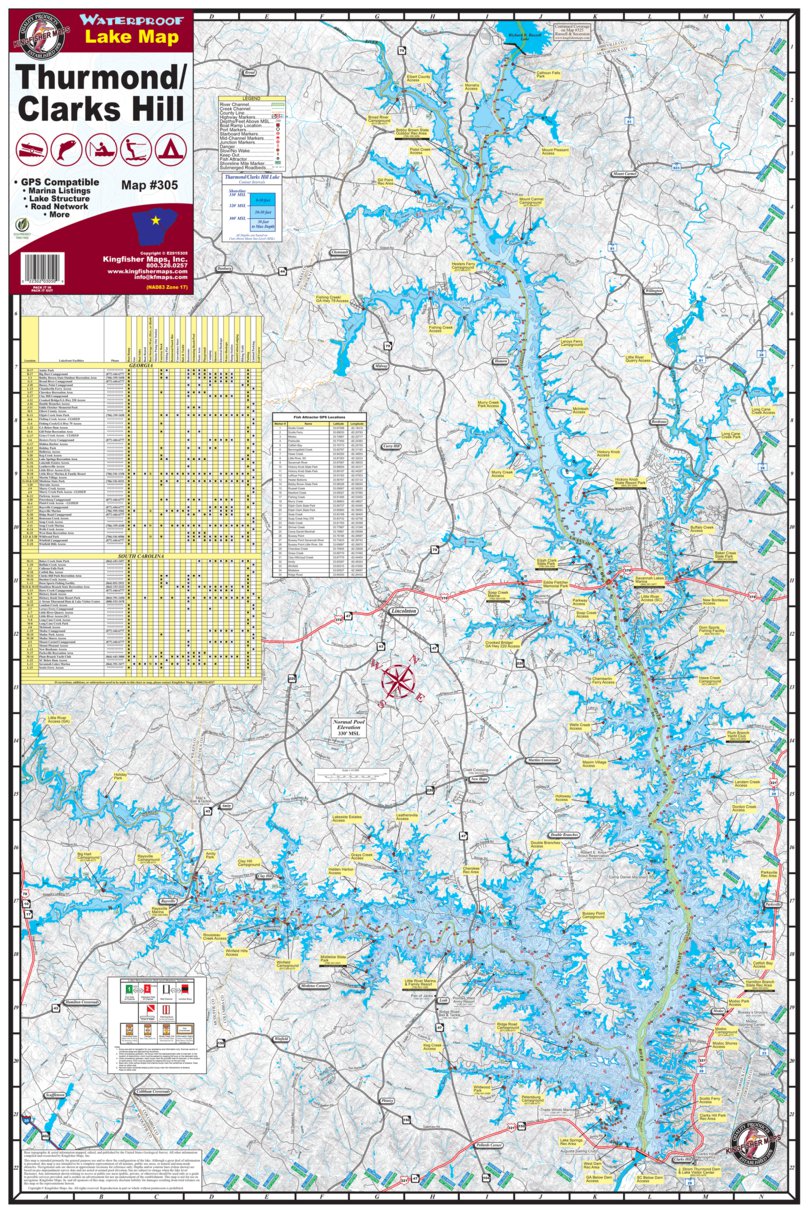 Thurmond/Clarks Hill Lake Map by Kingfisher Maps, Inc. | Avenza Maps