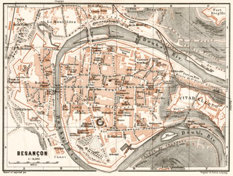 Besançon city Map, 1909 by Waldin | Avenza Maps
