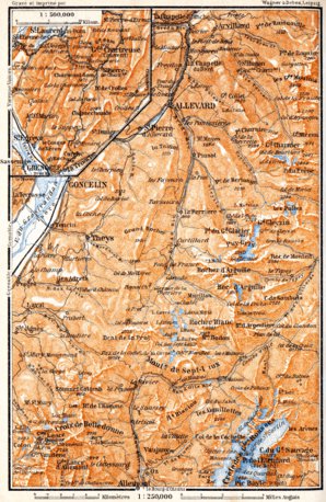 Grésivaundan Mountains. Great Chartreuse (Grande Chartreuse), 1900 Map ...