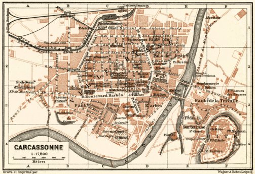 Carcassonne city Map, 1913 by Waldin | Avenza Maps