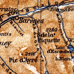Lourdes-Bagneres Map, 1885 by Waldin | Avenza Maps