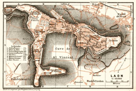 Laon city Map, 1909 by Waldin | Avenza Maps