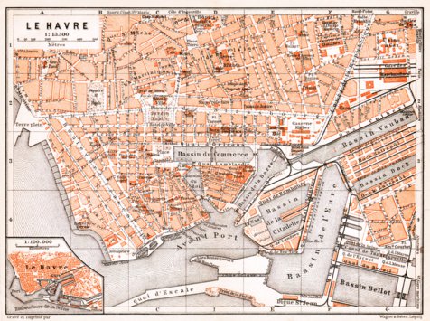 Le Havre city Map, 1910 by Waldin | Avenza Maps
