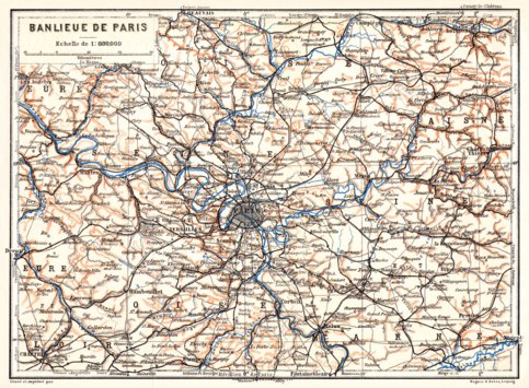 Paris farther environs (Banlieue de Paris) Map, 1931 by Waldin | Avenza ...