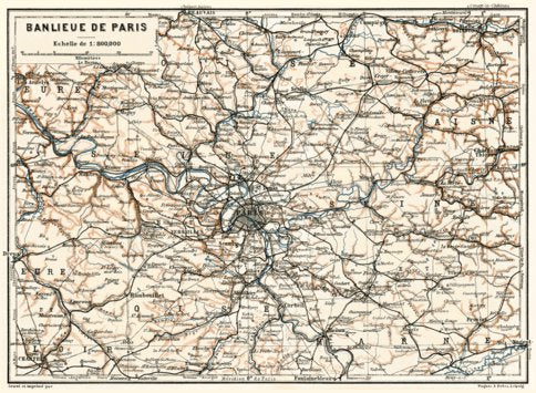 Paris region general Map, 1913 by Waldin | Avenza Maps